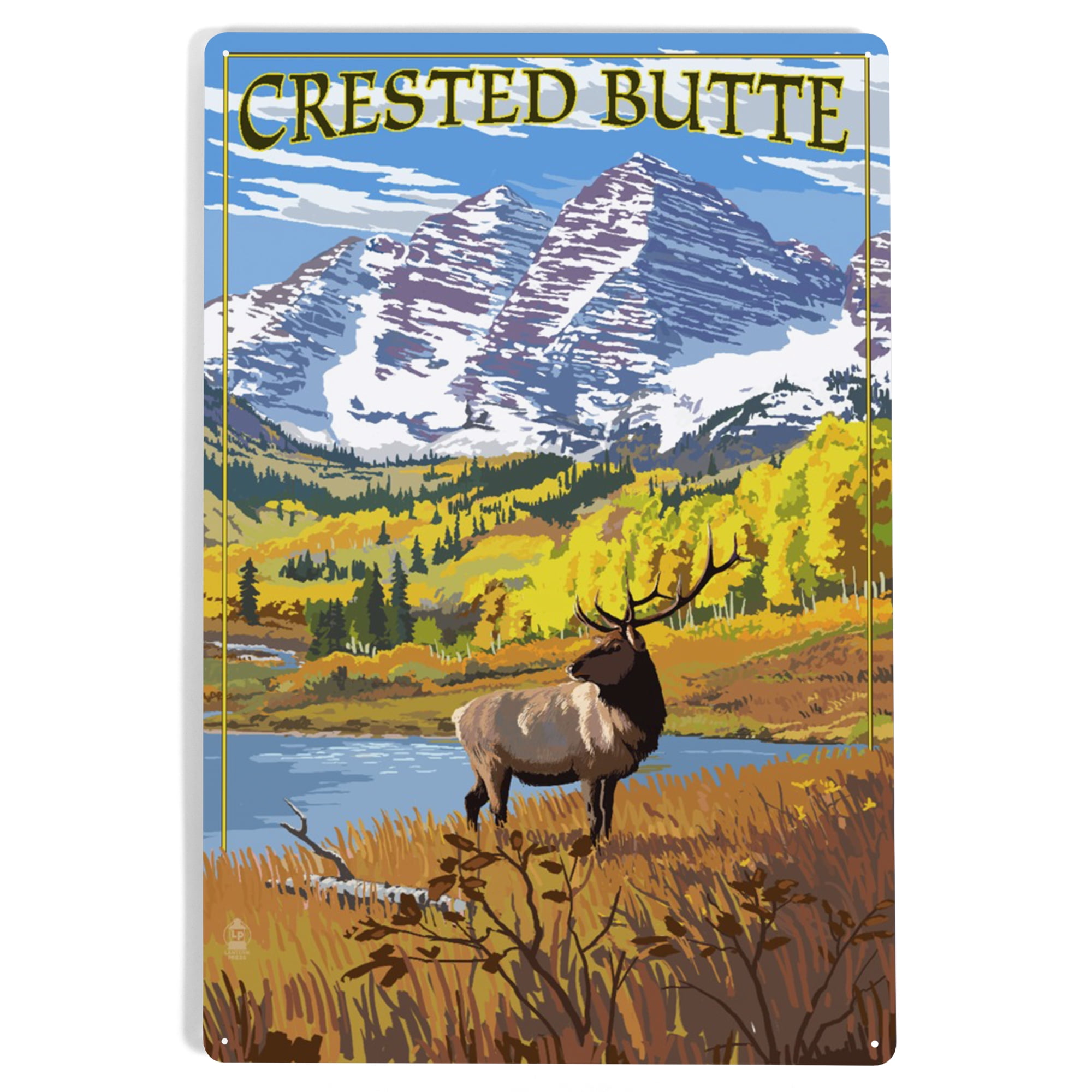 Crested Butte, Colorado, Elk and Mountain (12x18 Aluminum Art, Indoor ...