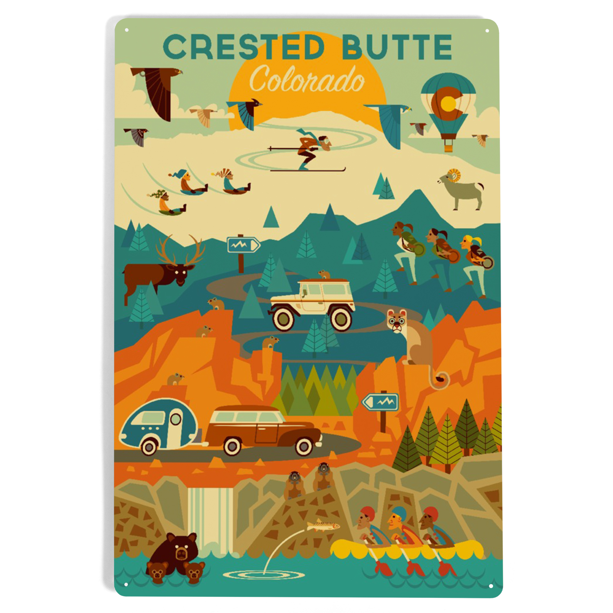 Crested Butte, Colorado, Geometric (12x18 Aluminum Art, Indoor Outdoor ...