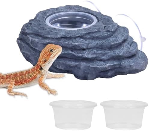 Crested Gecko Feeder Ledge Single Bowl Reptile Food Dish with 3PCS ...