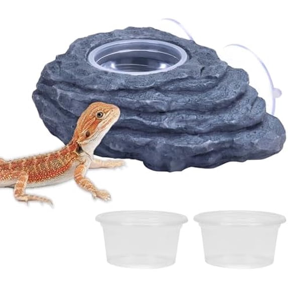Crested Gecko Feeder Ledge Single Bowl Reptile Food Dish with 3PCS ...