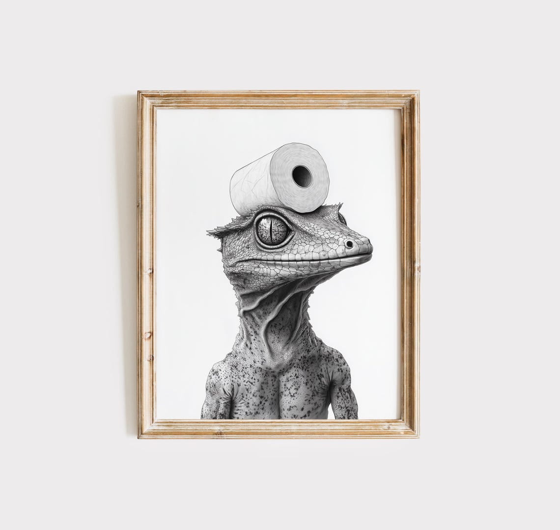 Crested Gecko Poster Animal Bathroom Poster Gecko Gift Gecko Art ...