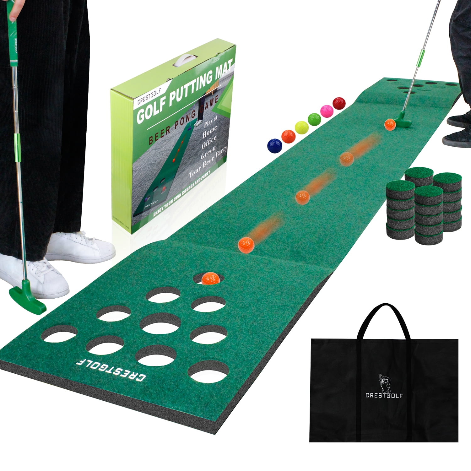 Crestgolf Putting Green 20 Hole Covers Golf Game Golf Training Mat with ...