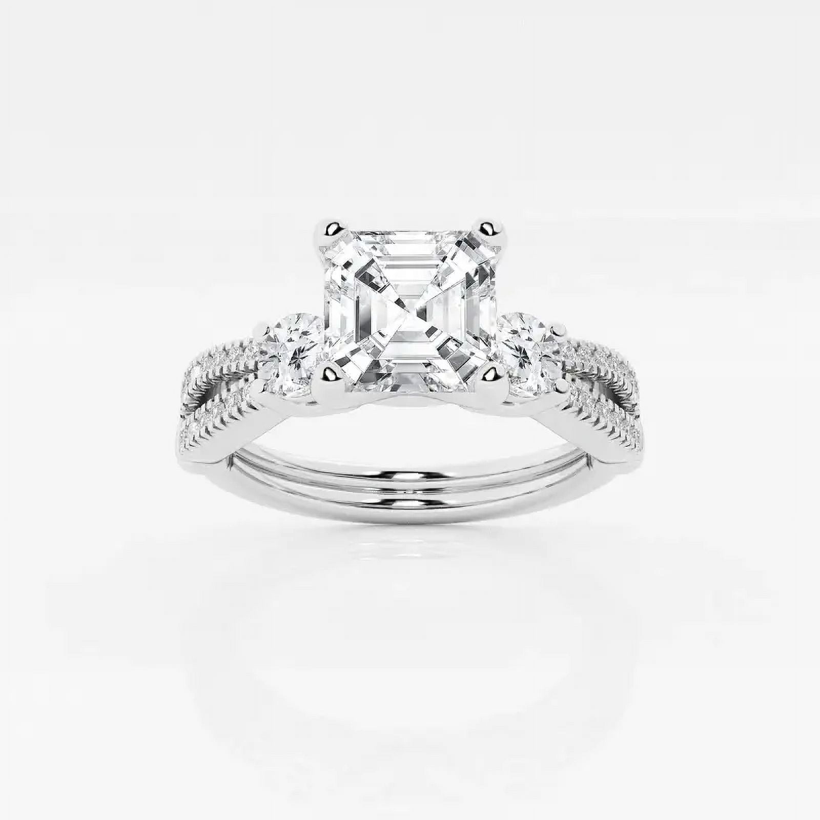 Crestin Jewel 1.5 Ct Asscher Cut Moissanite Engagement Ring - Halo Style Ring for Women with ...