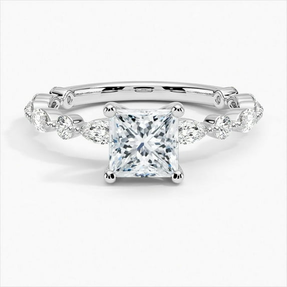 Crestin Jewel 1.7 Ct Princess Cut Diamond Ring - 14K White Gold Plated ...