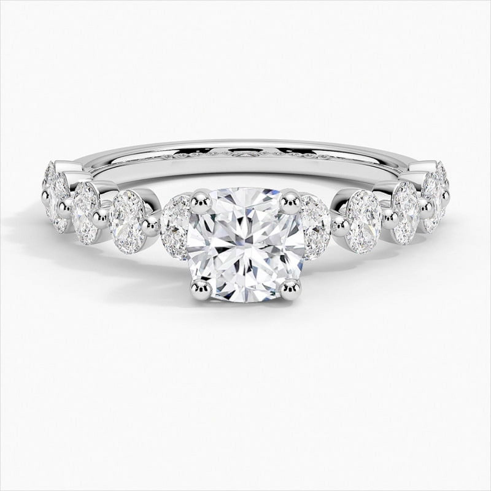 Crestin Jewel 14K White Gold Plated Bands - 2 Ct Cushion Cut Diamond ...