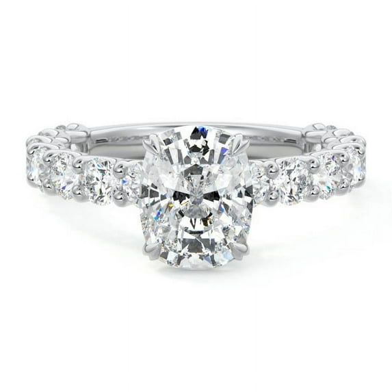 Crestin Jewel 14K White Gold Plated Ring - 2.1 Ct VVS1/D Cushion Cut ...