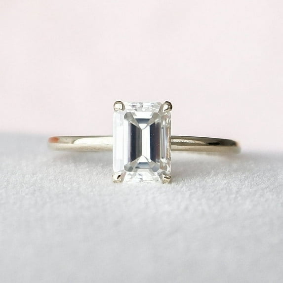 Crestin Jewel 14K White Gold Plated Ring - Excellent 1.9 Ct Emerald Cut ...