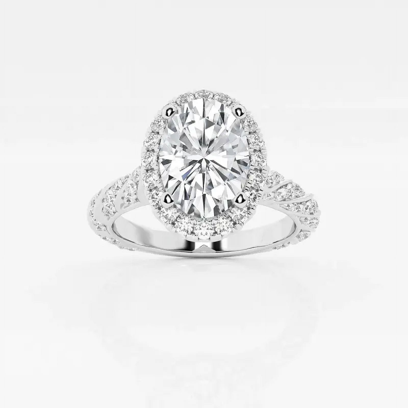 Crestin Jewel 14K White Gold Plated Rings – 1.9 Ct Lab Diamond Oval Cut ...