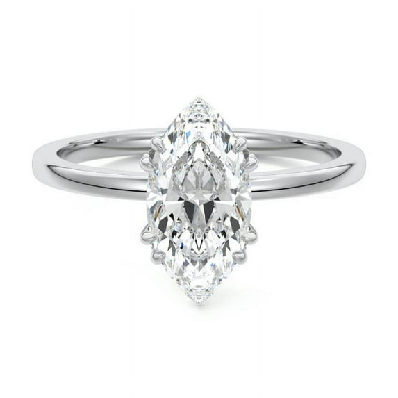 Crestin Jewel 14K White Gold Plated Rings - 2.1 Ct Marquise Cut Diamond ...