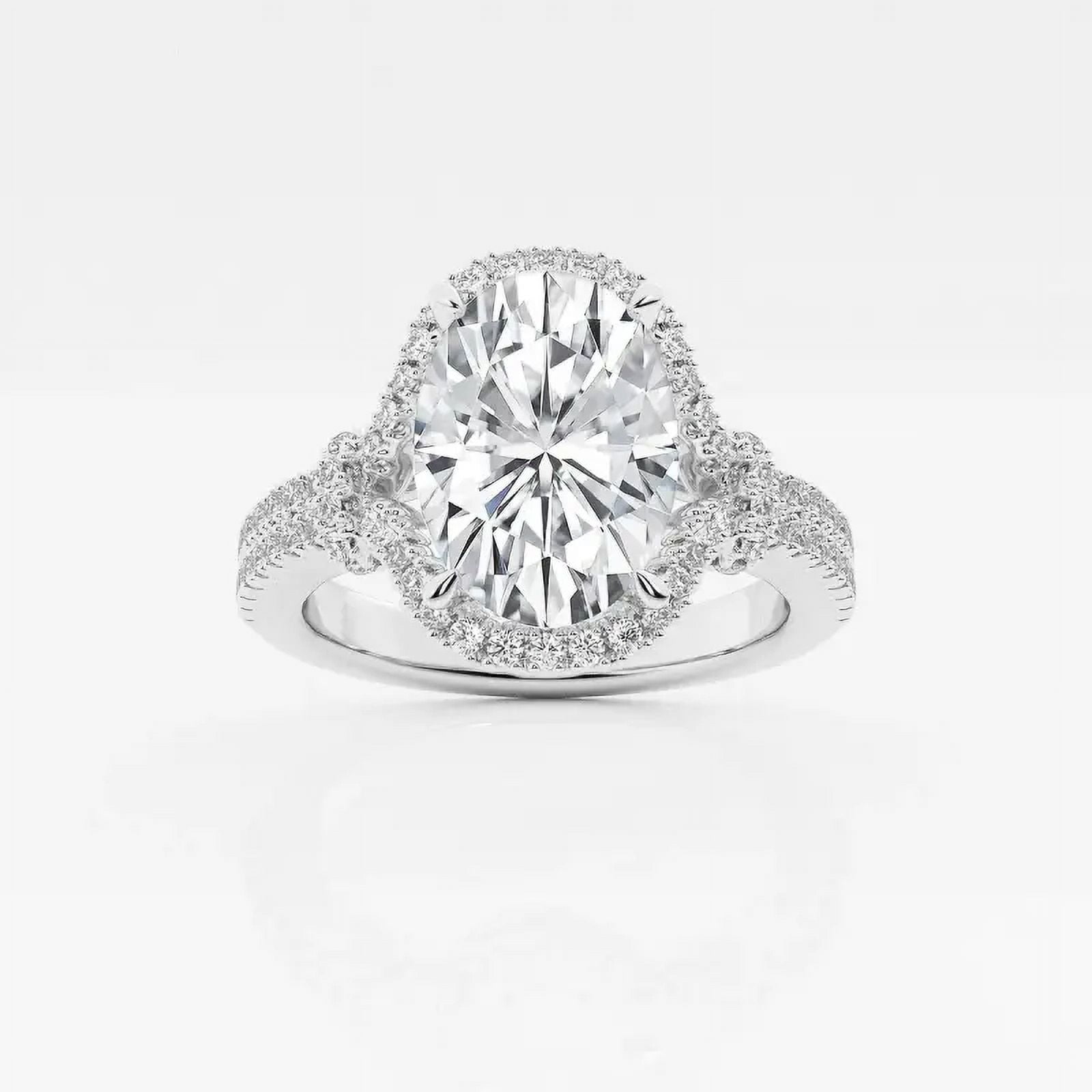 Crestin Jewel 2.1 Ct Oval Cut Lab Created Diamond Halo Engagement Ring ...