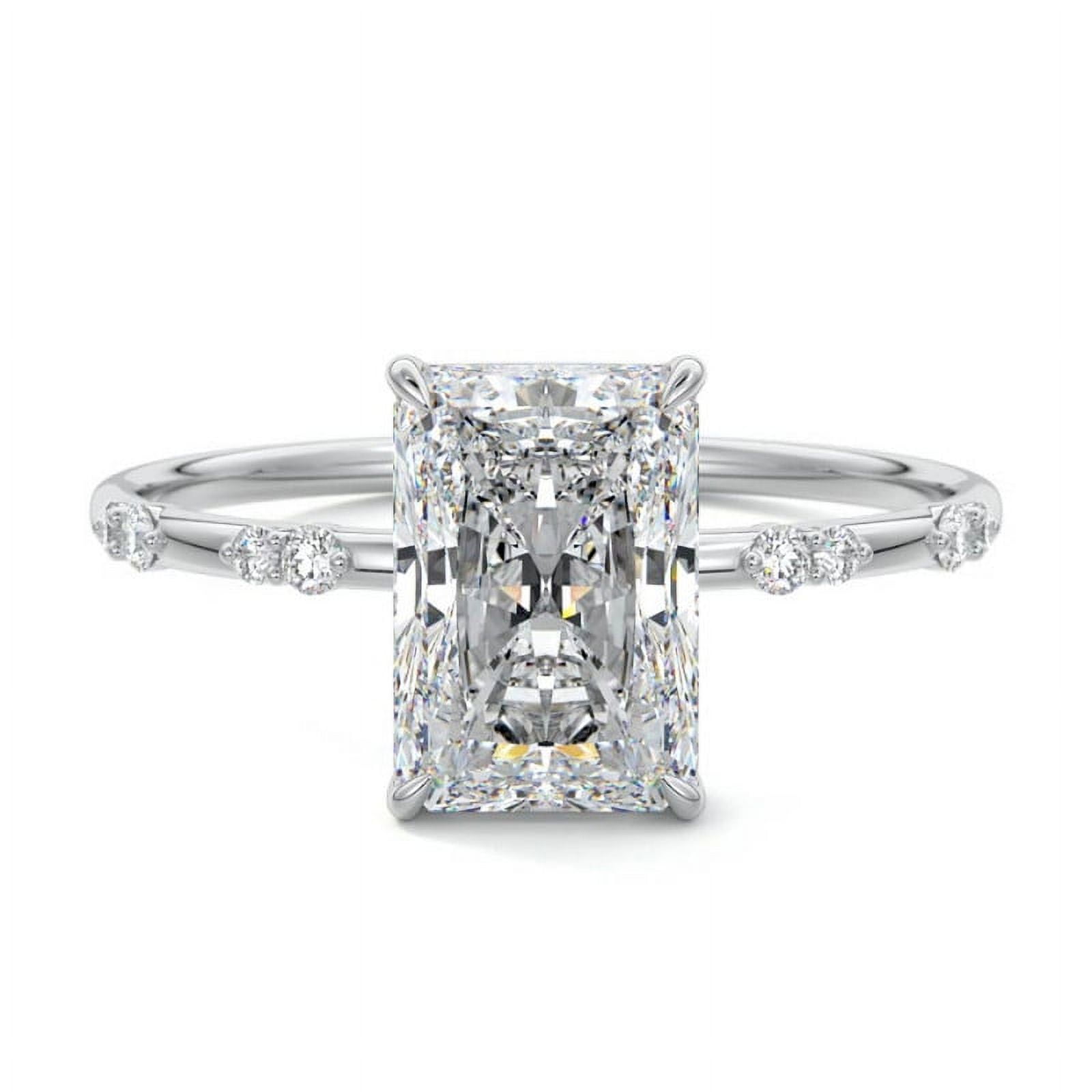 Crestin Jewel 2.1 Ct Radiant Cut Diamond Band - 14K White Gold Plated ...