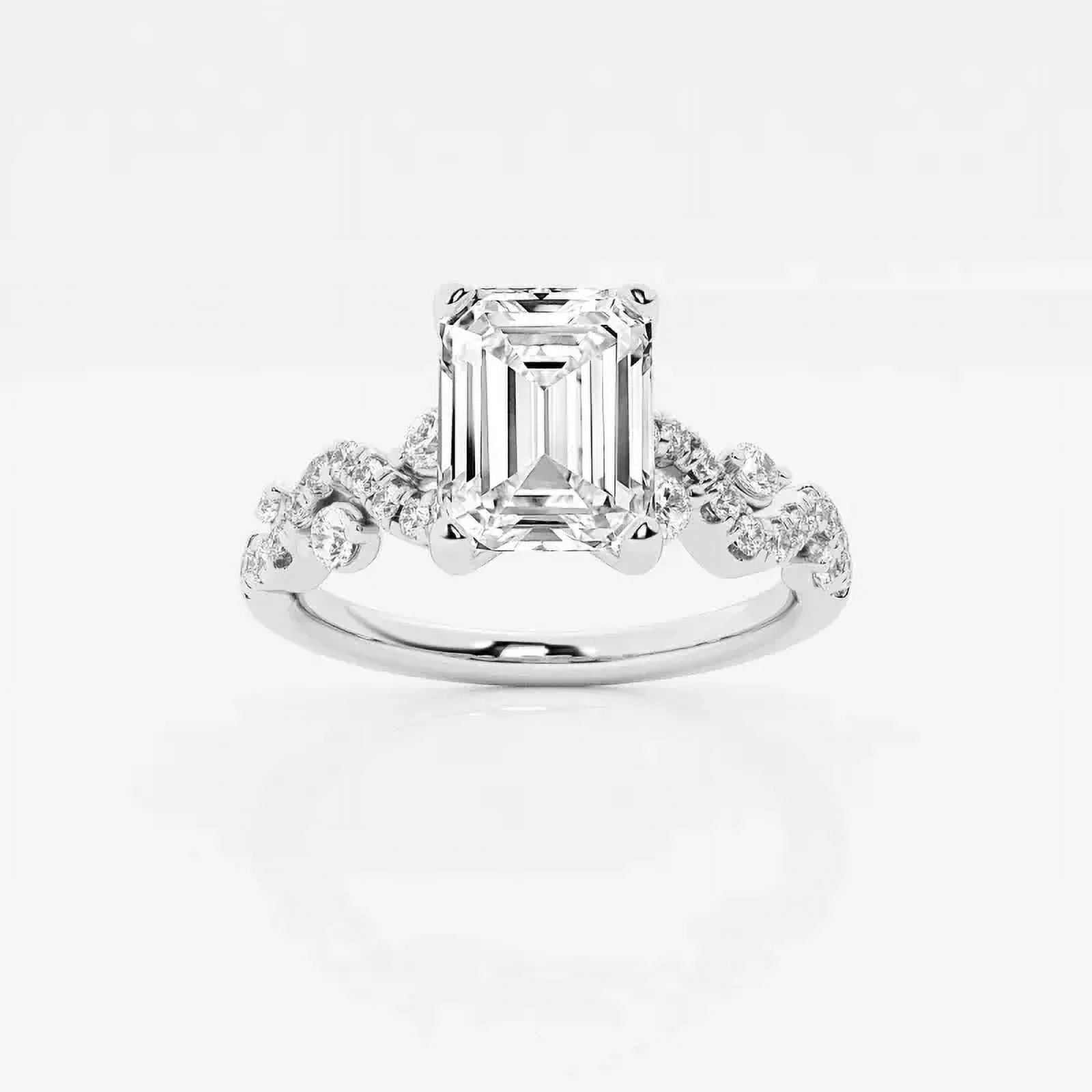 Crestin Jewel 2 Ct Emerald Cut Moissanite Engagement Ring - Unique Wave ...