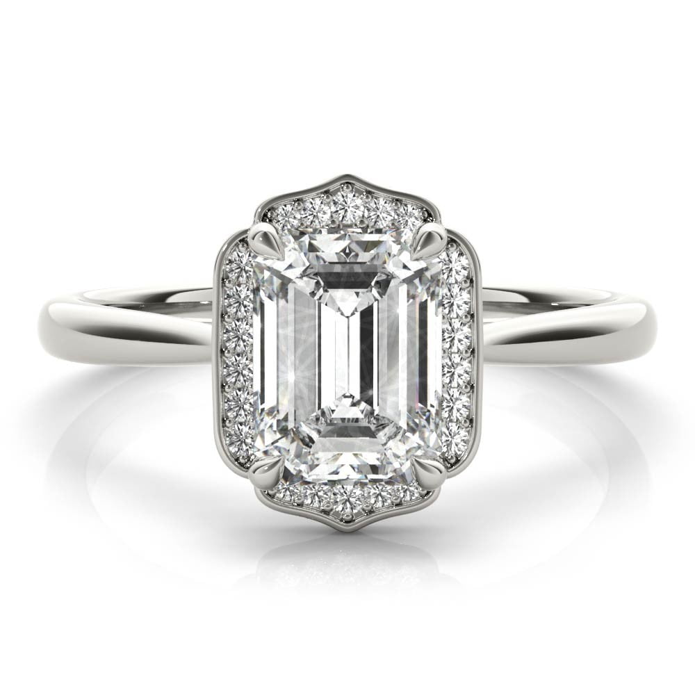 Crestin Jewel 2 Ct Excellent Emerald Cut Halo Engagement Rings - Lab ...