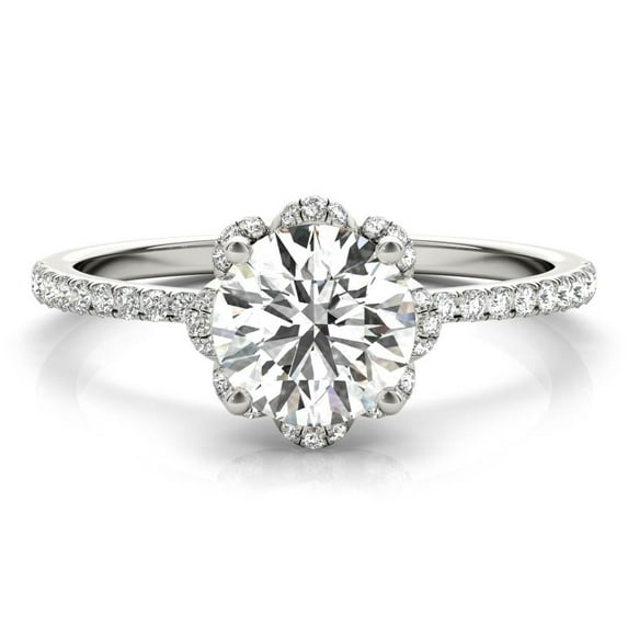 Crestin Jewel Brilliant 2 Ct Round Cut Floral Halo Diamond Ring for Her ...
