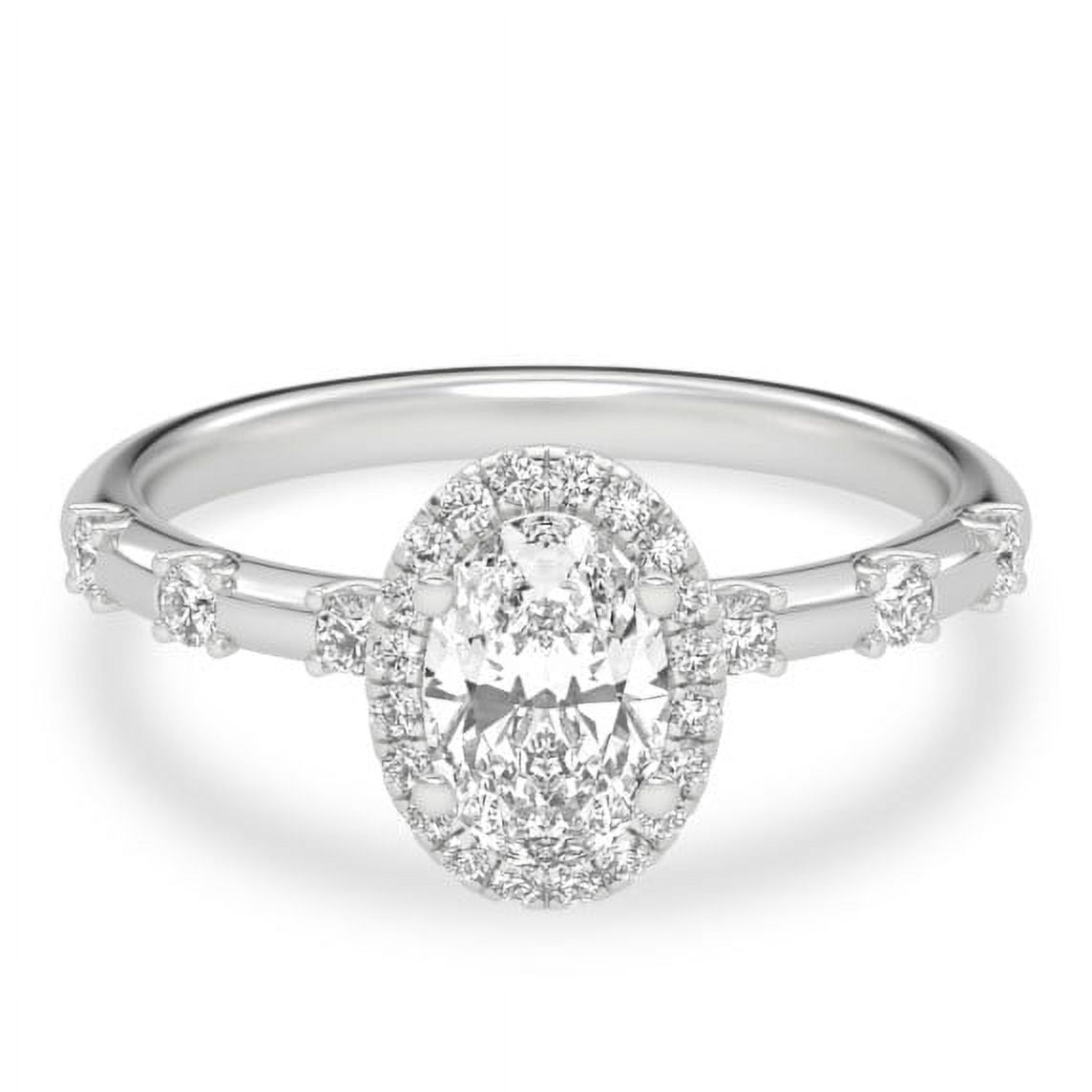 Crestin Jewel Excellent Oval Cut Halo Diamond Ring - 1.7 Ct Lab-Created Simulated Solitaire with ...