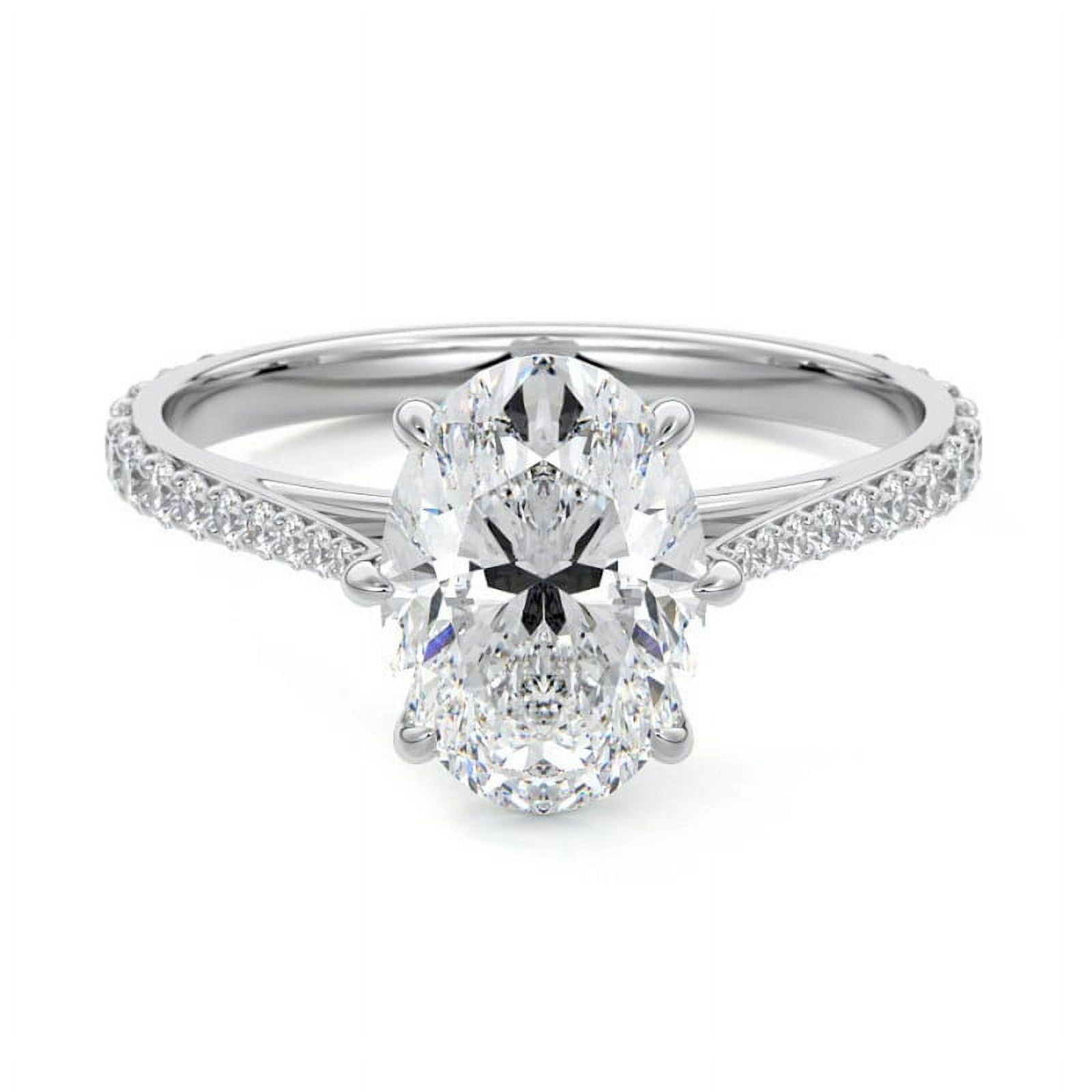Crestin Jewel Oval Cut 2 Ct Diamond Ring for Women - 14K White Gold ...
