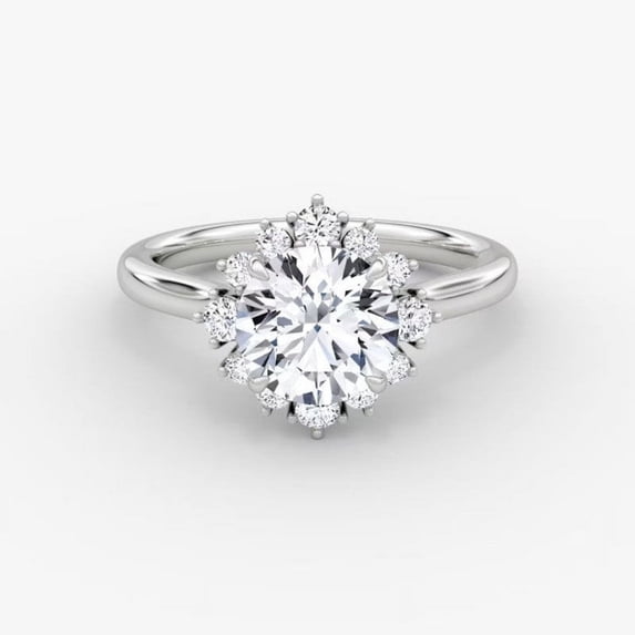 Crestin Jewel Stamped 14K White Gold Plated Cluster Wedding Ring ...