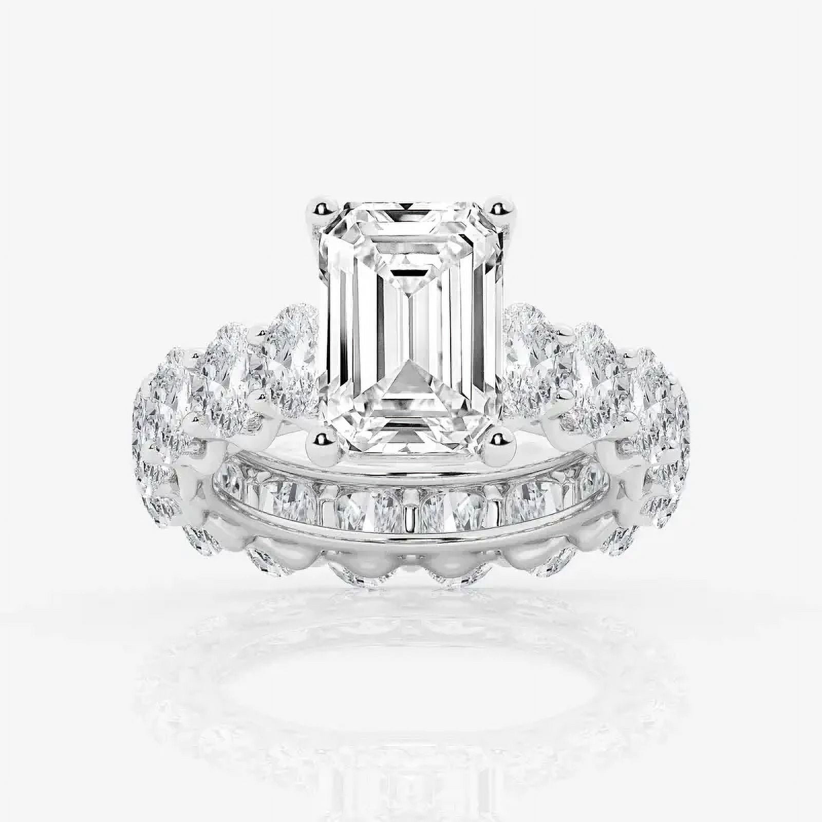 Crestin Jewelry 1.9 Ct Emerald Cut Moissanite Ring - 14K White Gold Plated Solitaire Setting ...