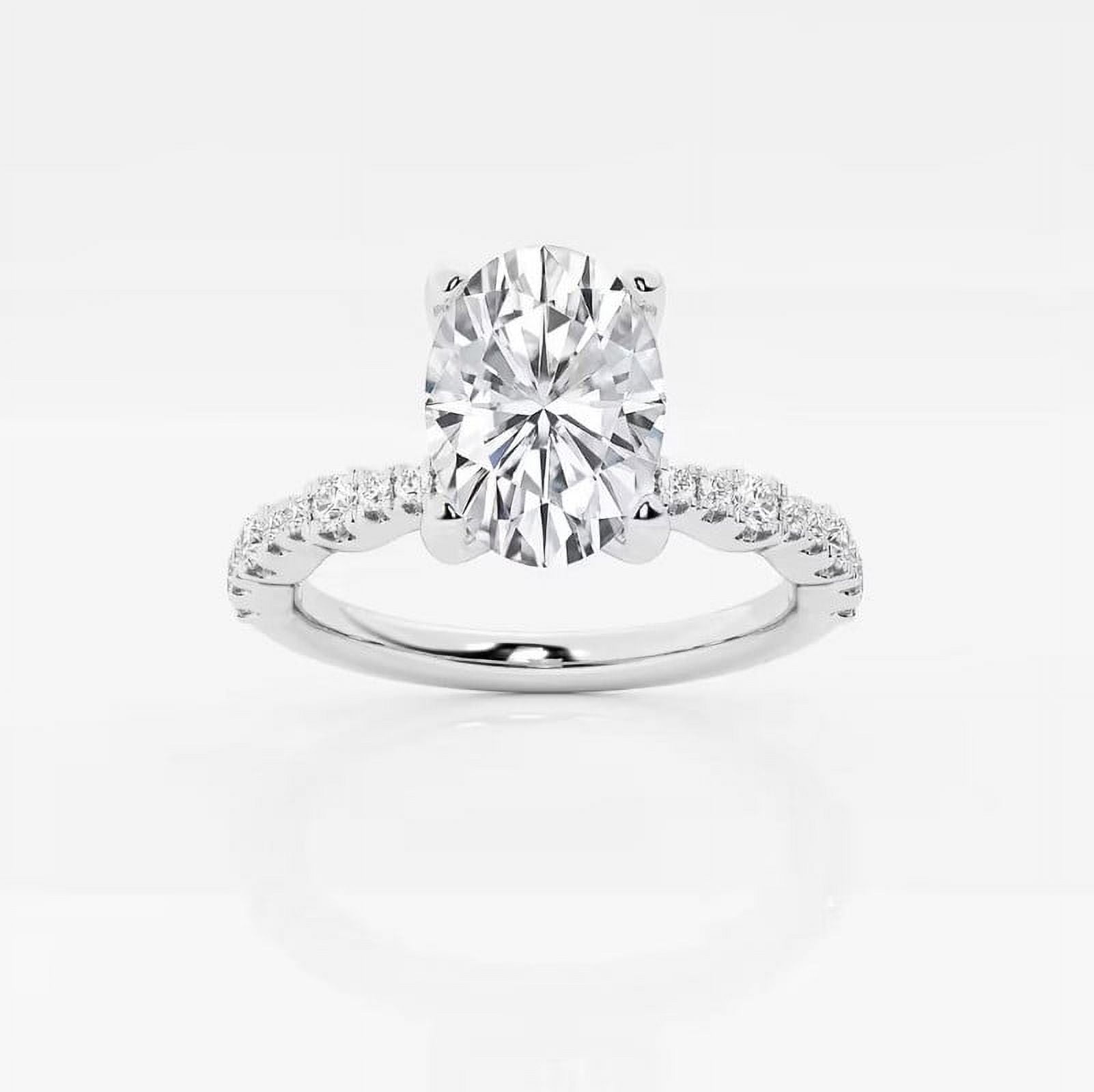 Crestin Jewelry 14K Silver Moissanite 2 Ct Oval Cut Diamond Ring ...