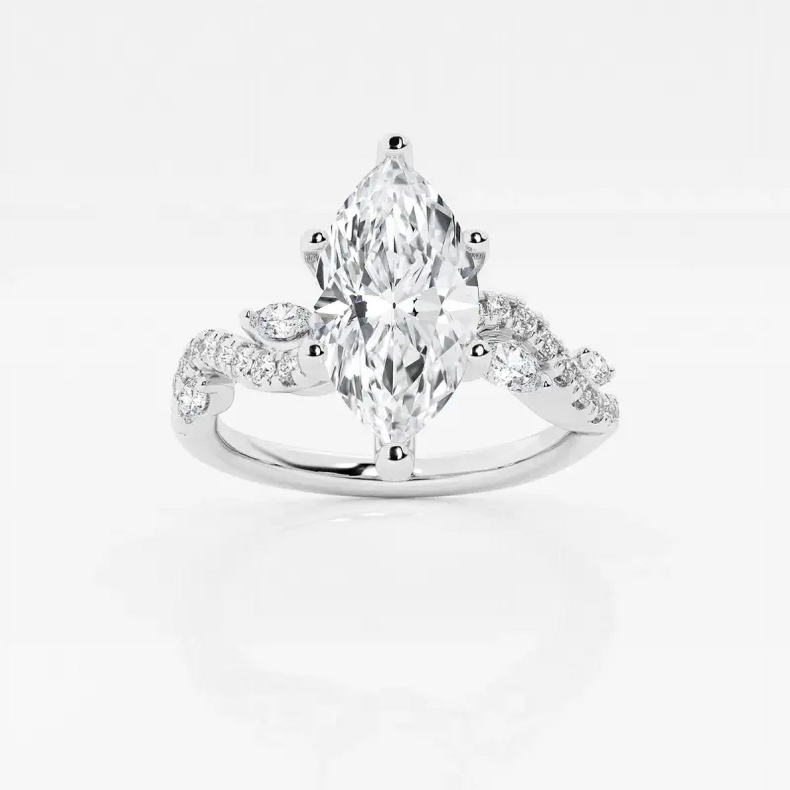 Crestin Jewelry 2 Ct Marquise Cut Moissanite Ring - Engagement Wedding Wave Shank Leafy Design ...