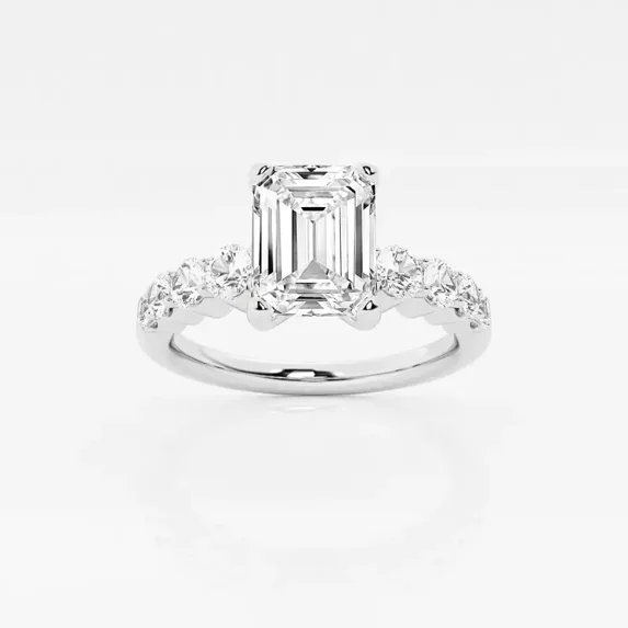 Crestin Jewels 14K White Gold Over Rings Gifts - 1.9 Ct Emerald Cut Lab ...