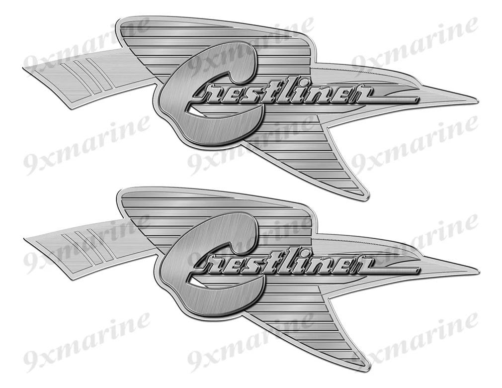 Crestliner 50s Oval Remastered Stickers. Brushed Metal Style - 10x4 ...