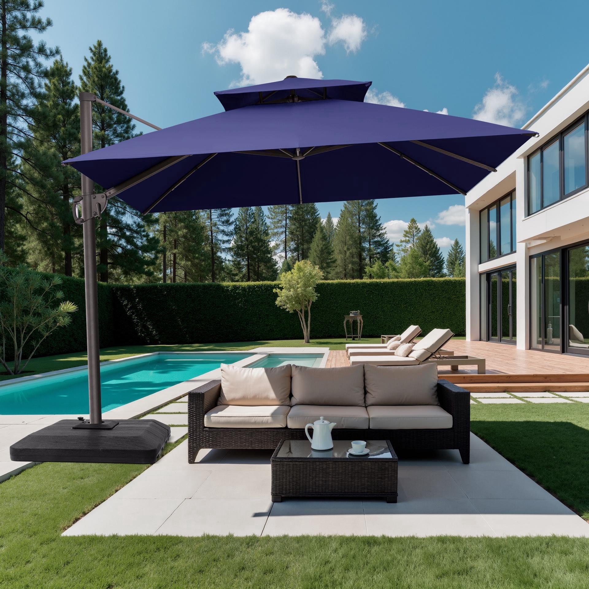 Crestlive Products 10'x10' Large Patio Cantilever Umbrella with Base ...