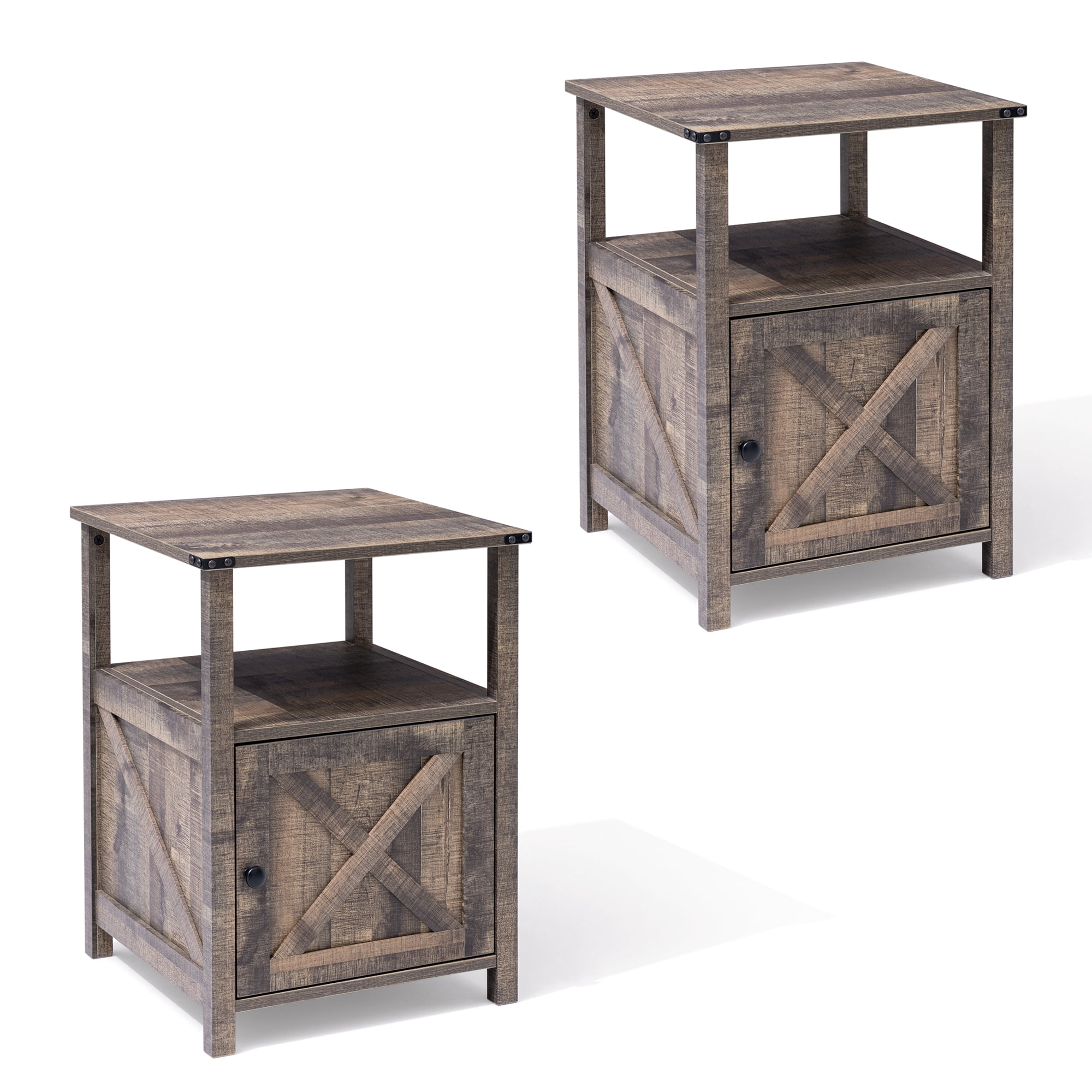 Crestlive Products 2Pcs Modern Rectangle Nightstand Farmhouse End Table ...