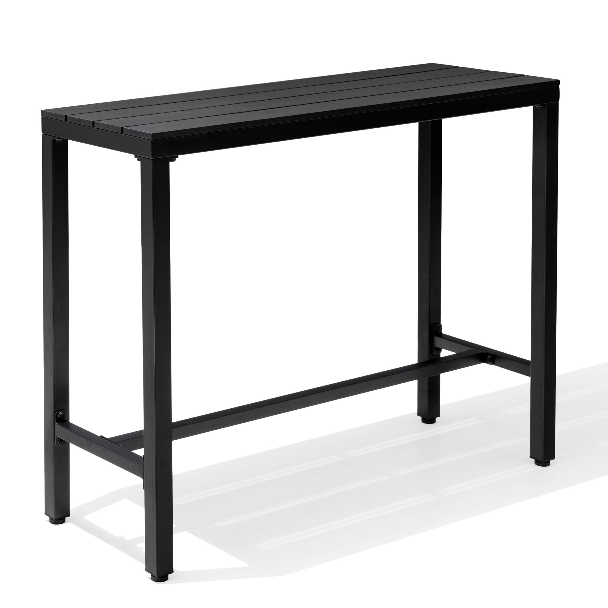 Crestlive Products 43" Outdoor Bar Table Rectangle Patio Table, Black ...