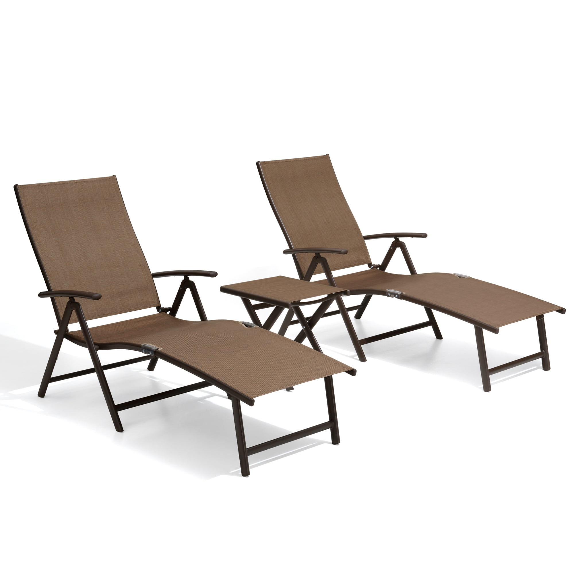 Crestlive Products Brown Outdoor Folding Patio Chaise Lounge Chair ...