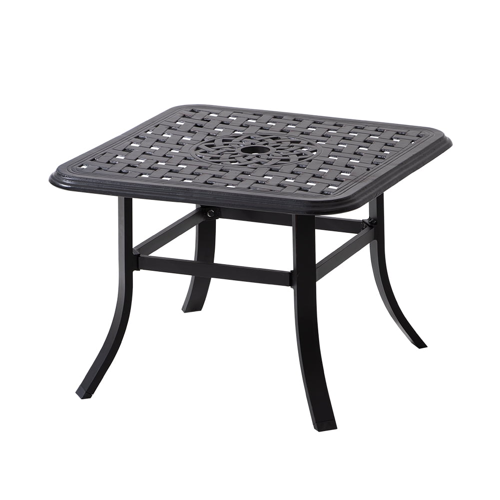 Crestlive Products Cast Aluminum Outdoor Square Table with Umbrella ...