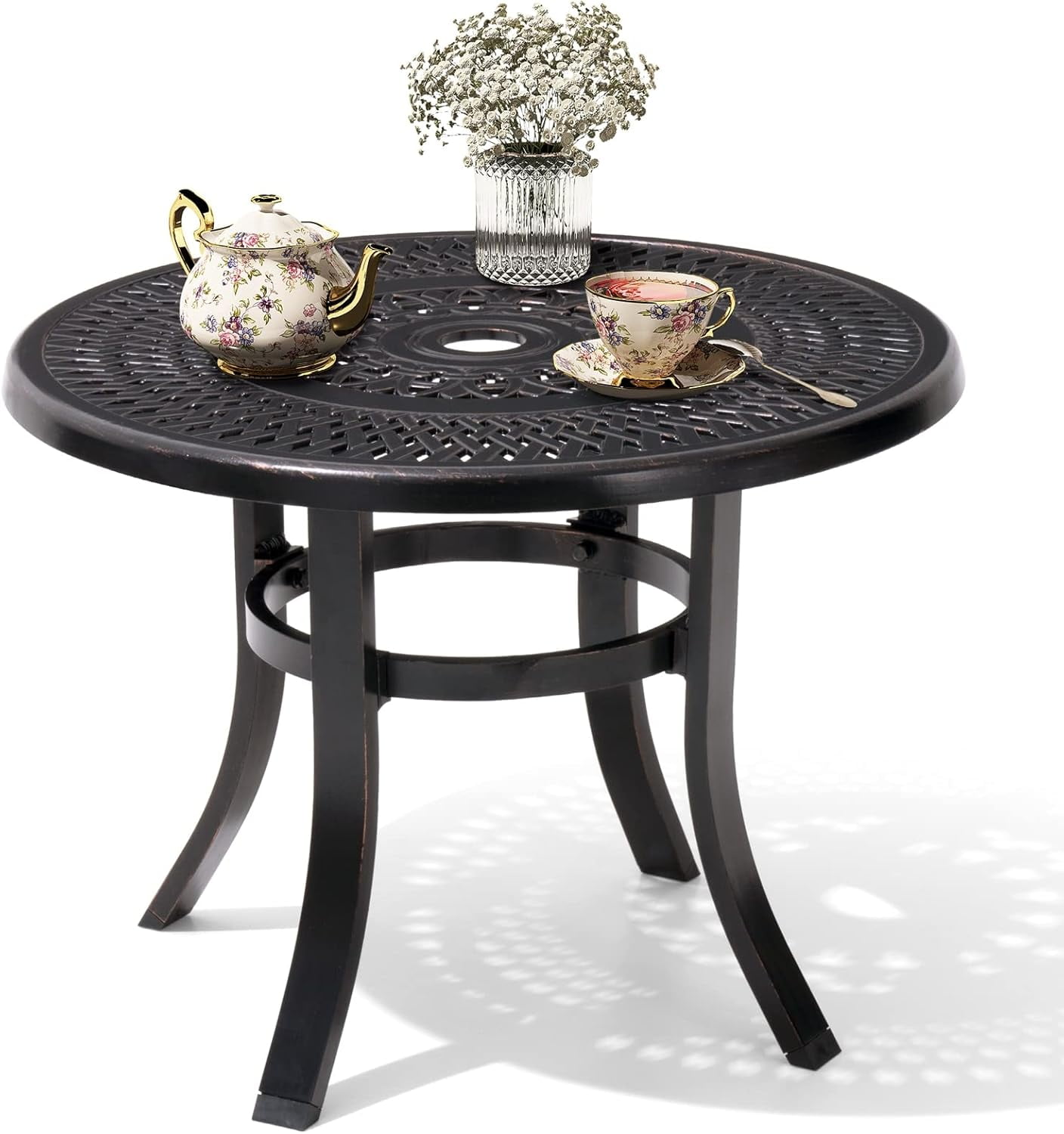 Crestlive Products Cast Aluminum Patio Side Table Outdoor Round Anti ...
