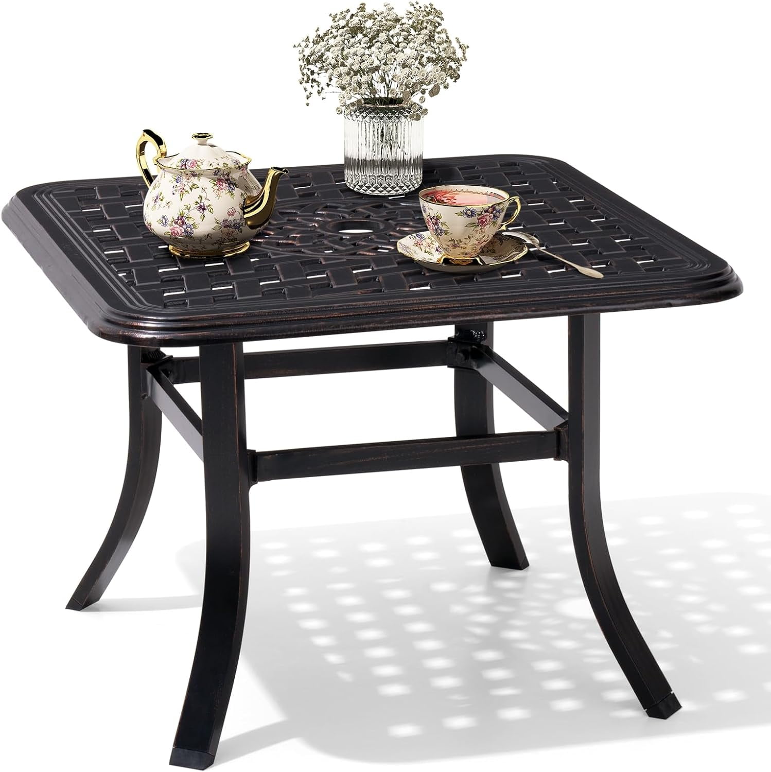 Crestlive Products Cast Aluminum Patio Side Table Outdoor Square Anti ...