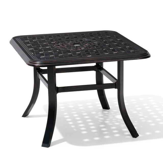 Crestlive Cast Aluminum Patio Side Table, Outdoor Square Table with ...