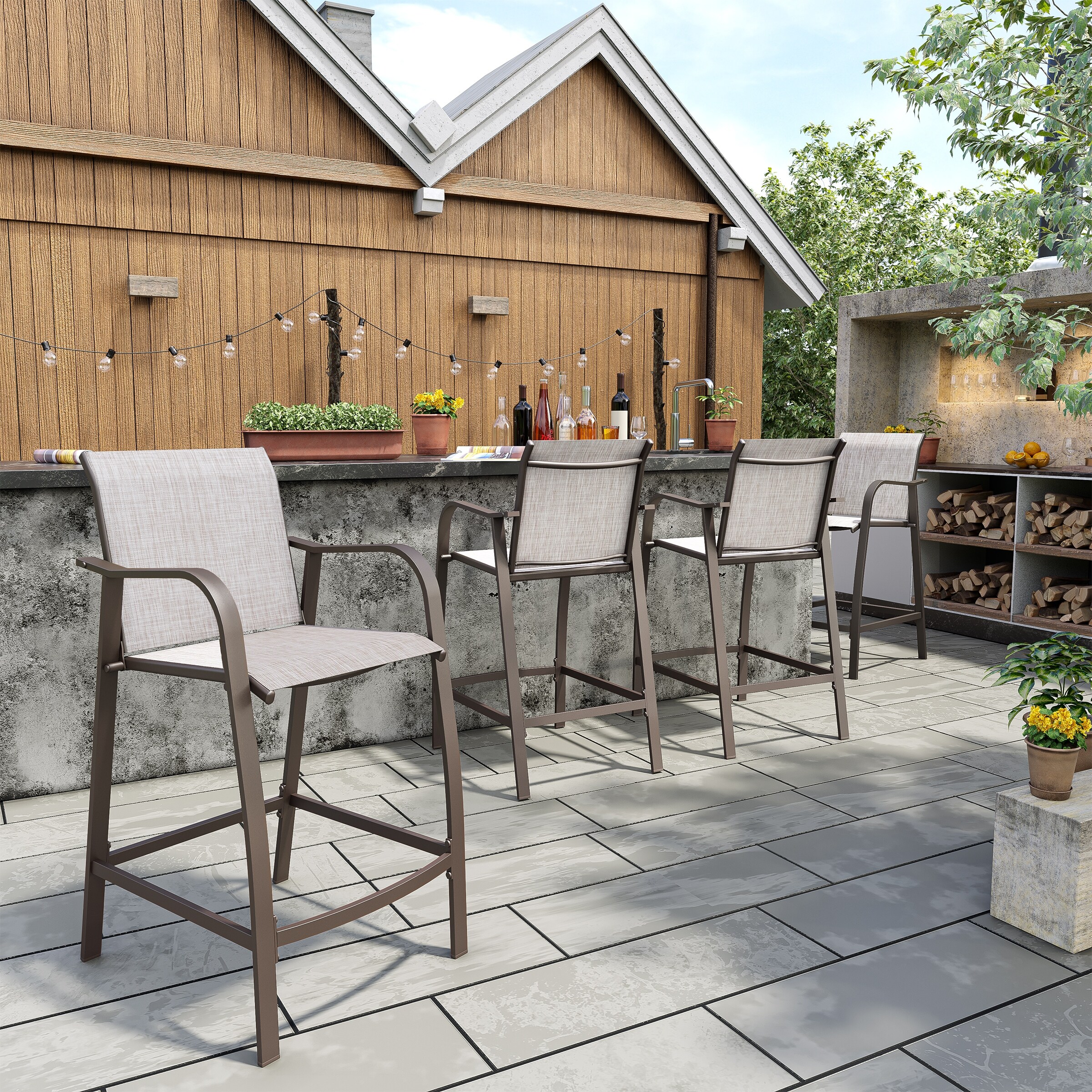 Crestlive Products Crestlive Outdoor Counter-height Bar Stool (Set of 4 ...