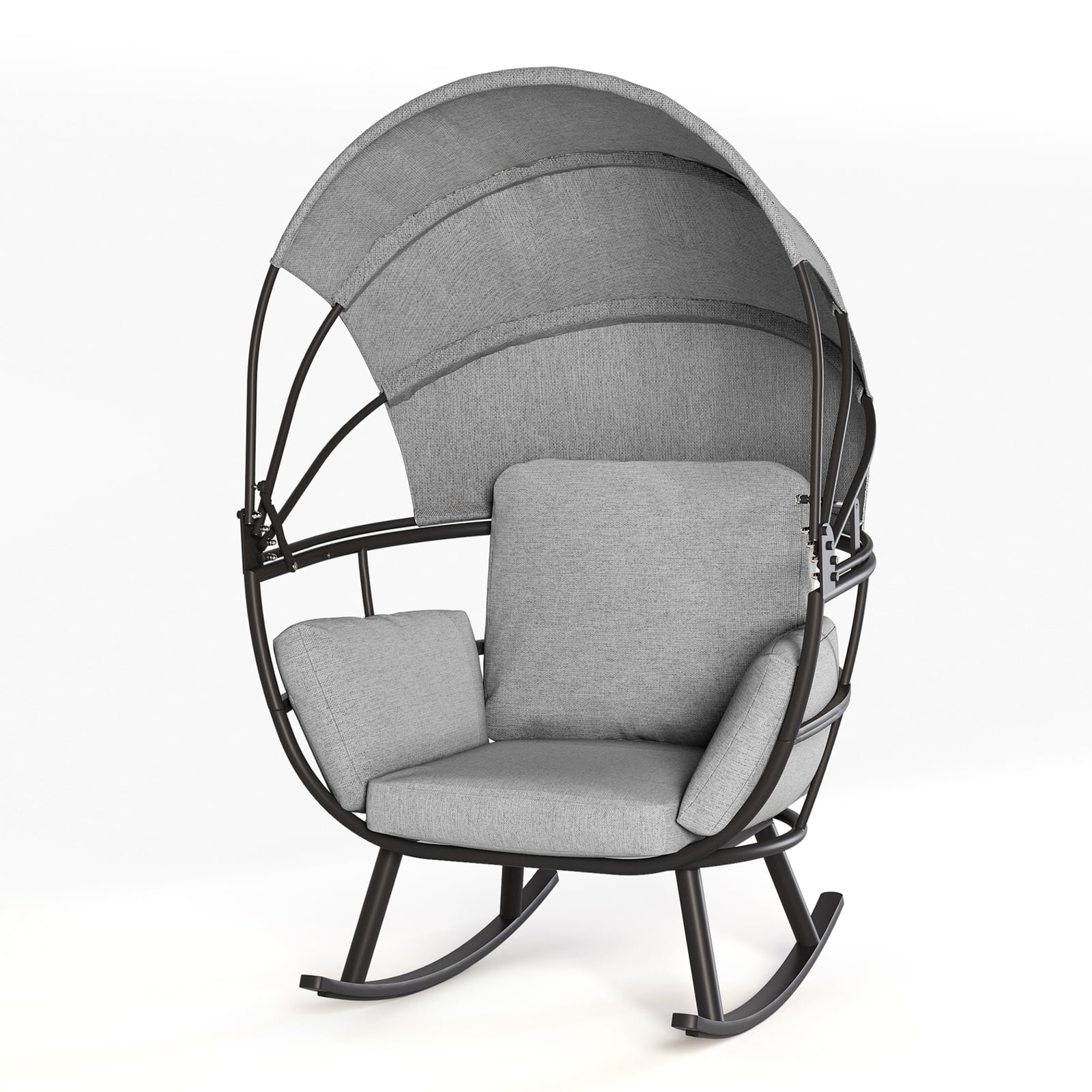 Crestlive Products Egg Chair Outdoor Iron Rocking Lounge with Folding ...