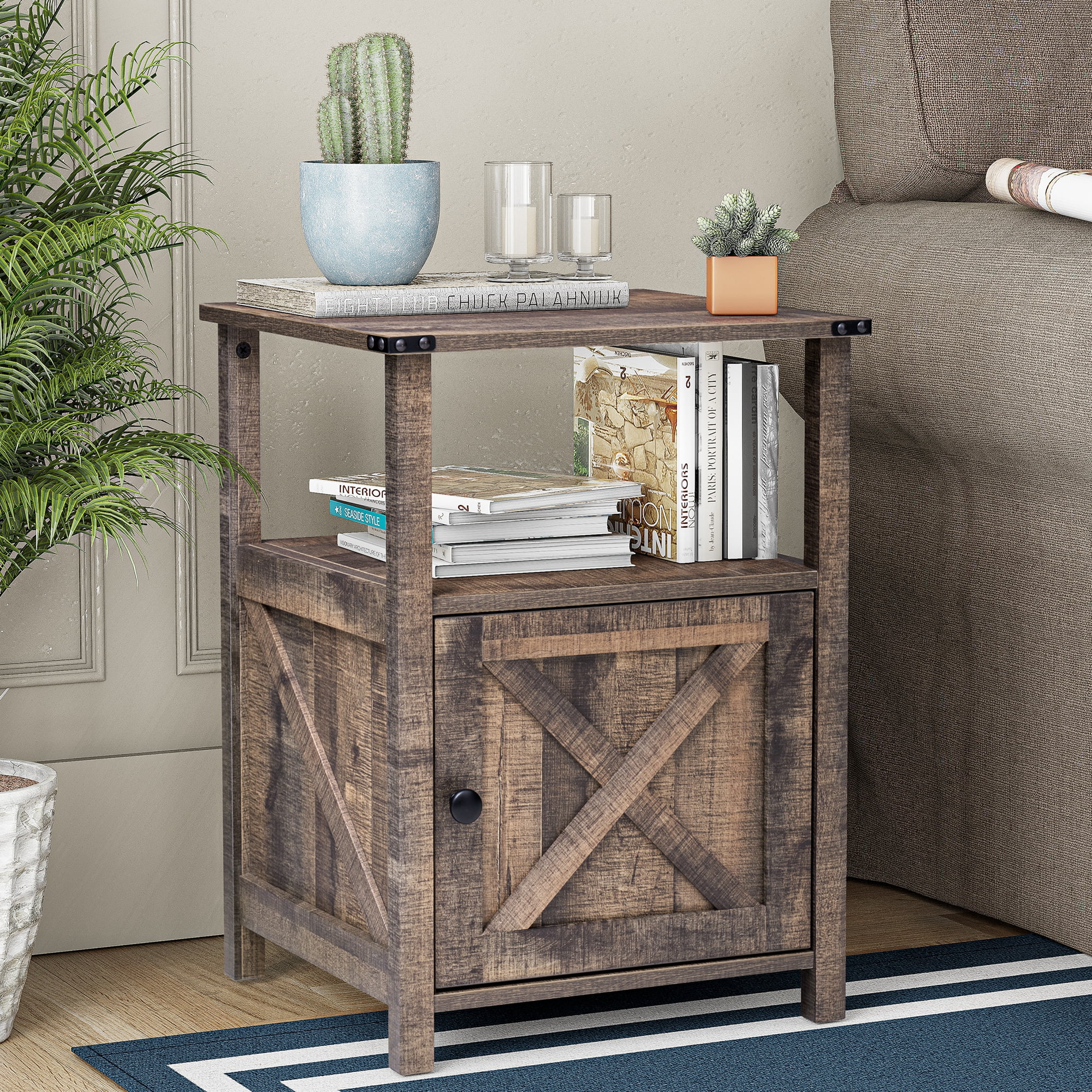 Crestlive Products Modern Rectangle Nightstand Farmhouse End Table for ...
