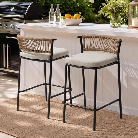 Crestlive Products Outdoor Bar Stools Set of 2, 26" Counter Height ...