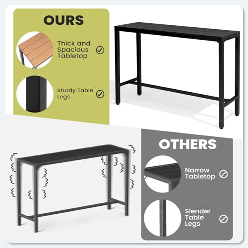 Crestlive Products Outdoor Bar Table, 55'' Rectangle Patio Counter ...