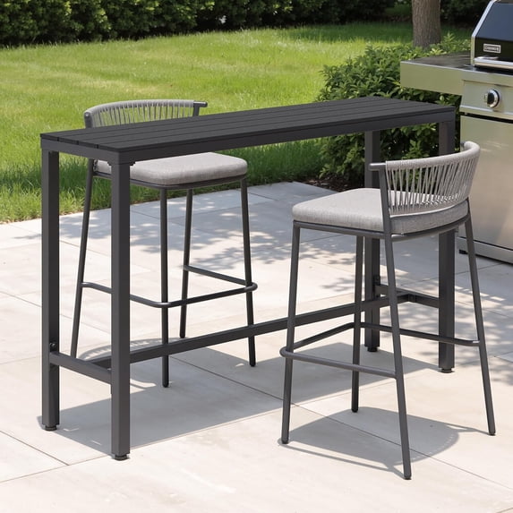 Crestlive Products Outdoor Bar Table Set with 2 Stools, 55" Bar Table ...