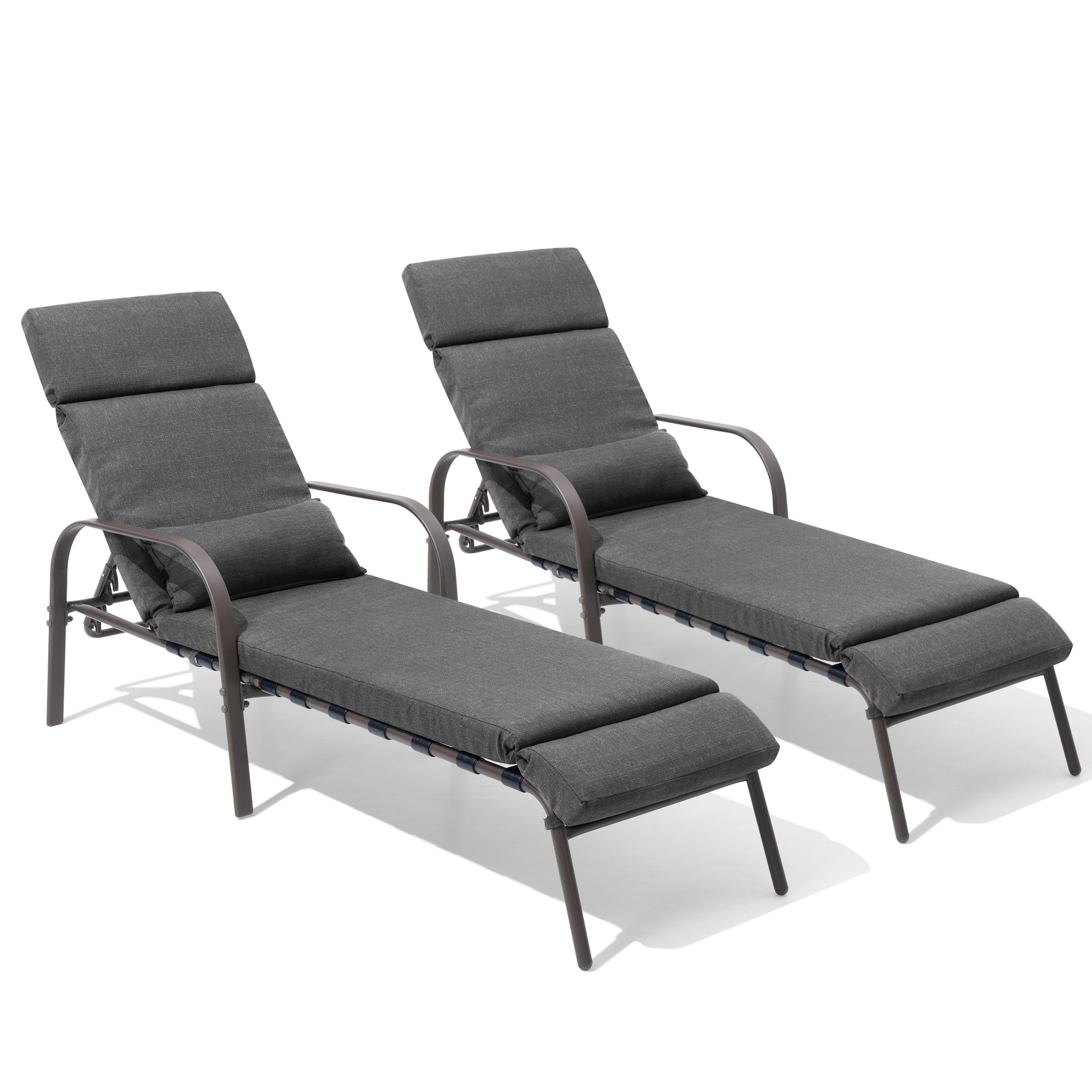 Crestlive Products Outdoor Cushioned Adjustable Chaise Lounge Chairs ...