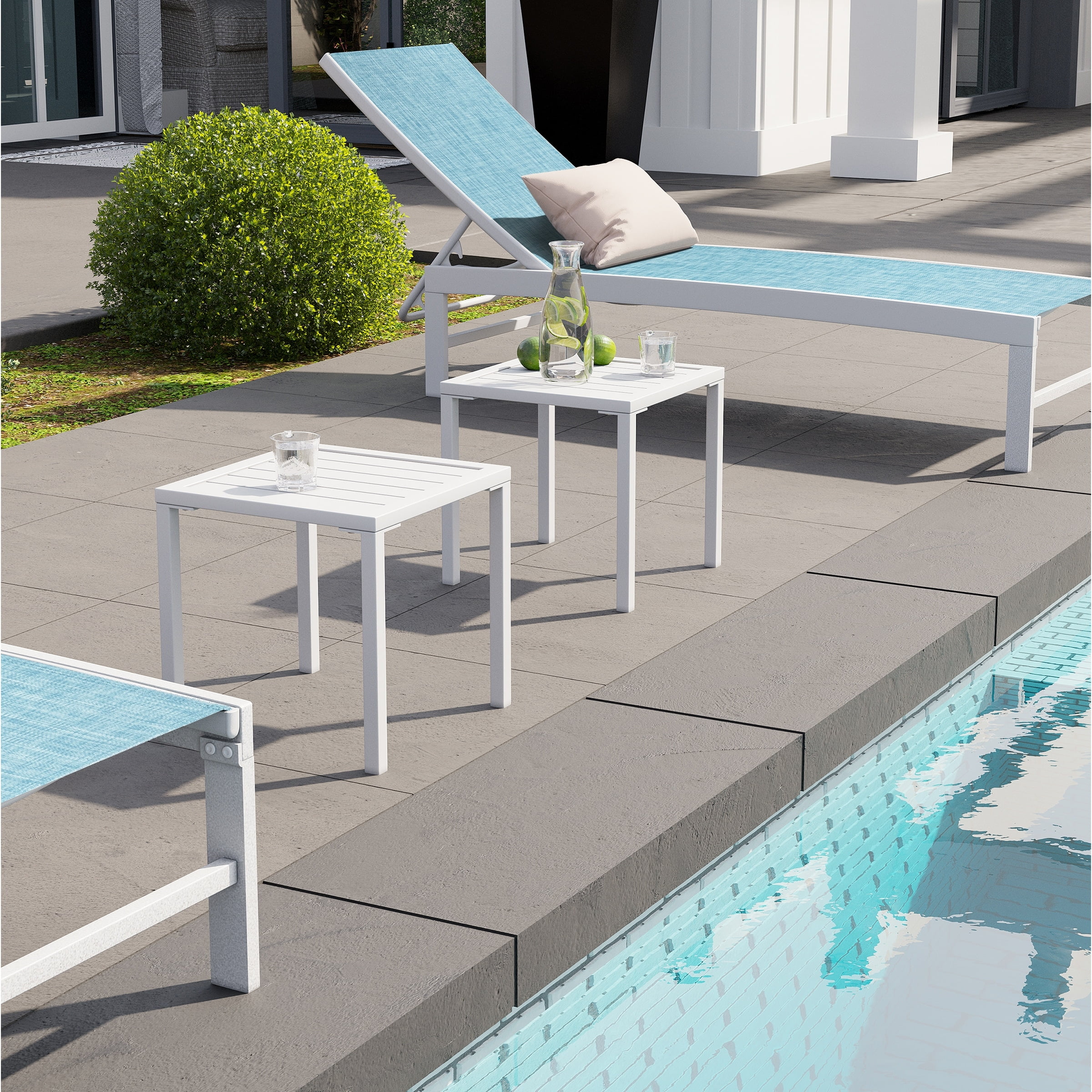 Crestlive Products Outdoor Aluminum End Table Square Patio Side Table ...