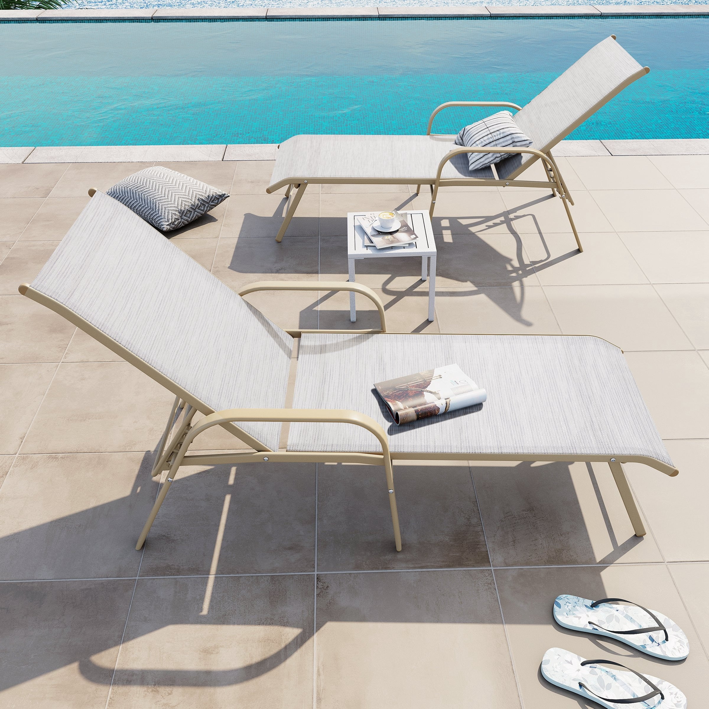 Crestlive Products Outdoor Patio Lounger Aluminum Adjustable Chaise ...