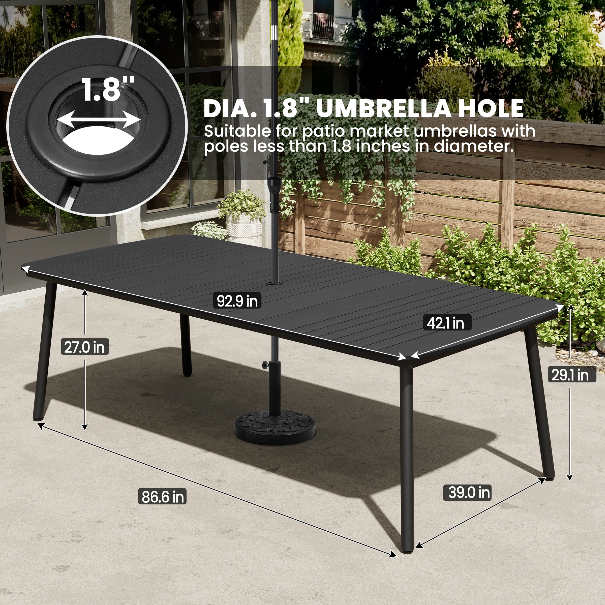 Crestlive Products Outdoor Patio Dining Table Rectangular Aluminum ...