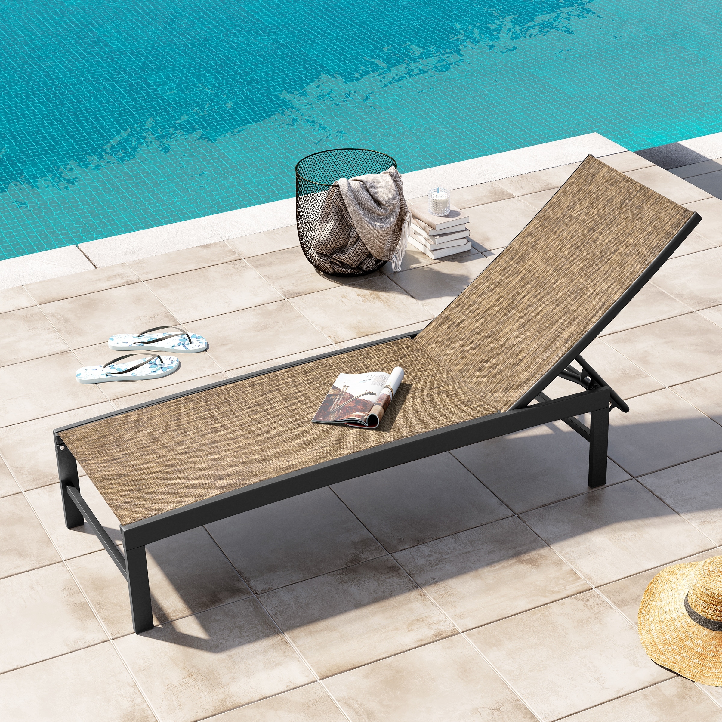 Crestlive Products Outdoor Pool Lounger Aluminum All-weather Adjustable ...