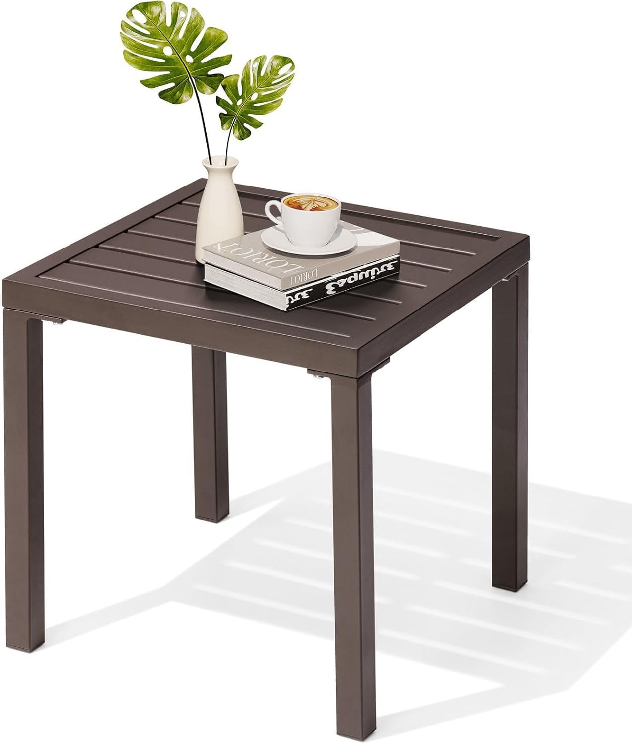 Crestlive Products Outdoor Side Table 1PC - Small Metal Square End ...