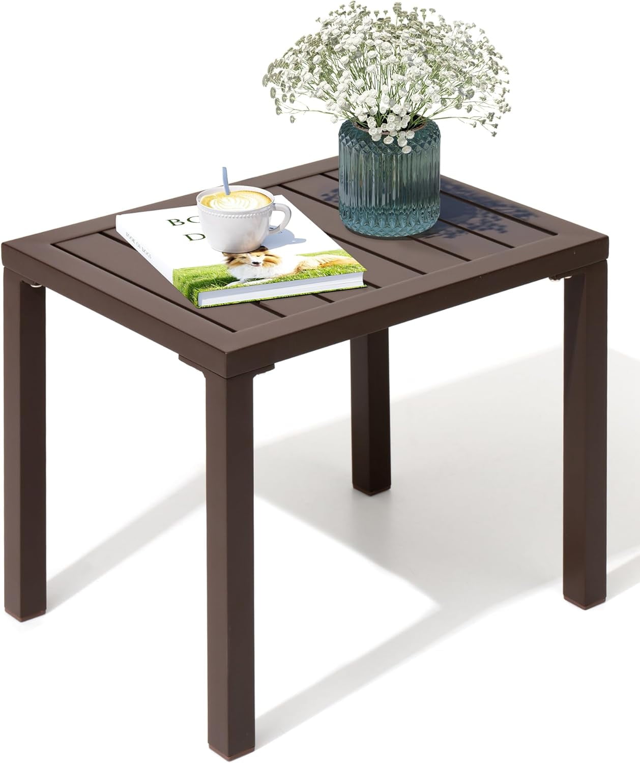Crestlive Products Outdoor Side Table,Aluminum Rectangular Side/End ...