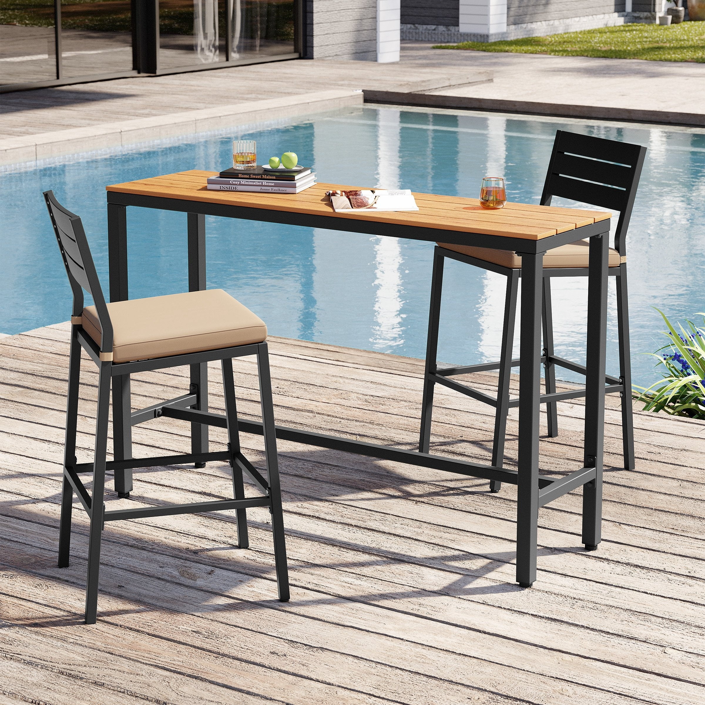 Crestlive Products Patio Outdoor Bar Table Rectangle Pub Table - See ...