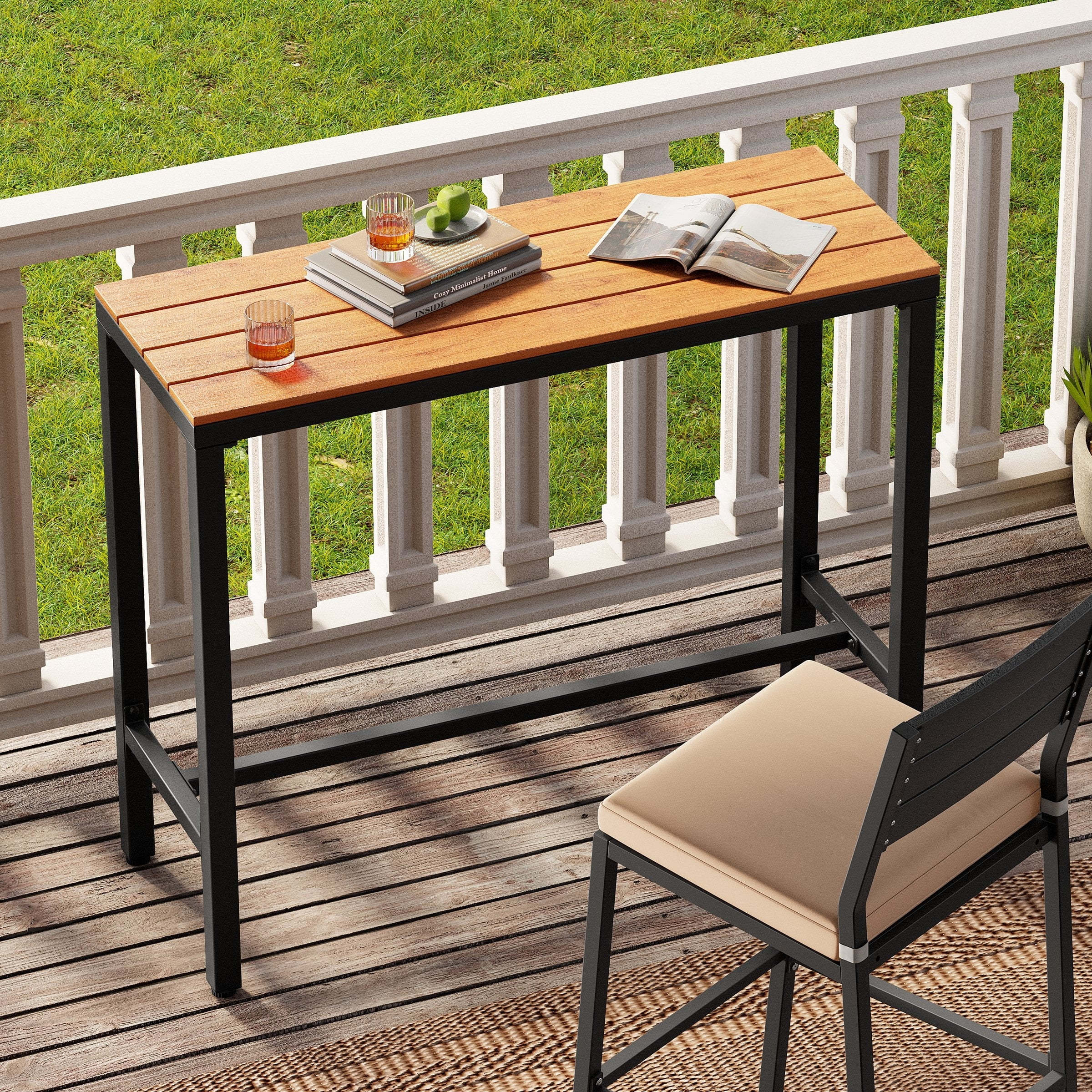 Crestlive Products Patio Outdoor Bar Table Rectangle Pub Table - See ...
