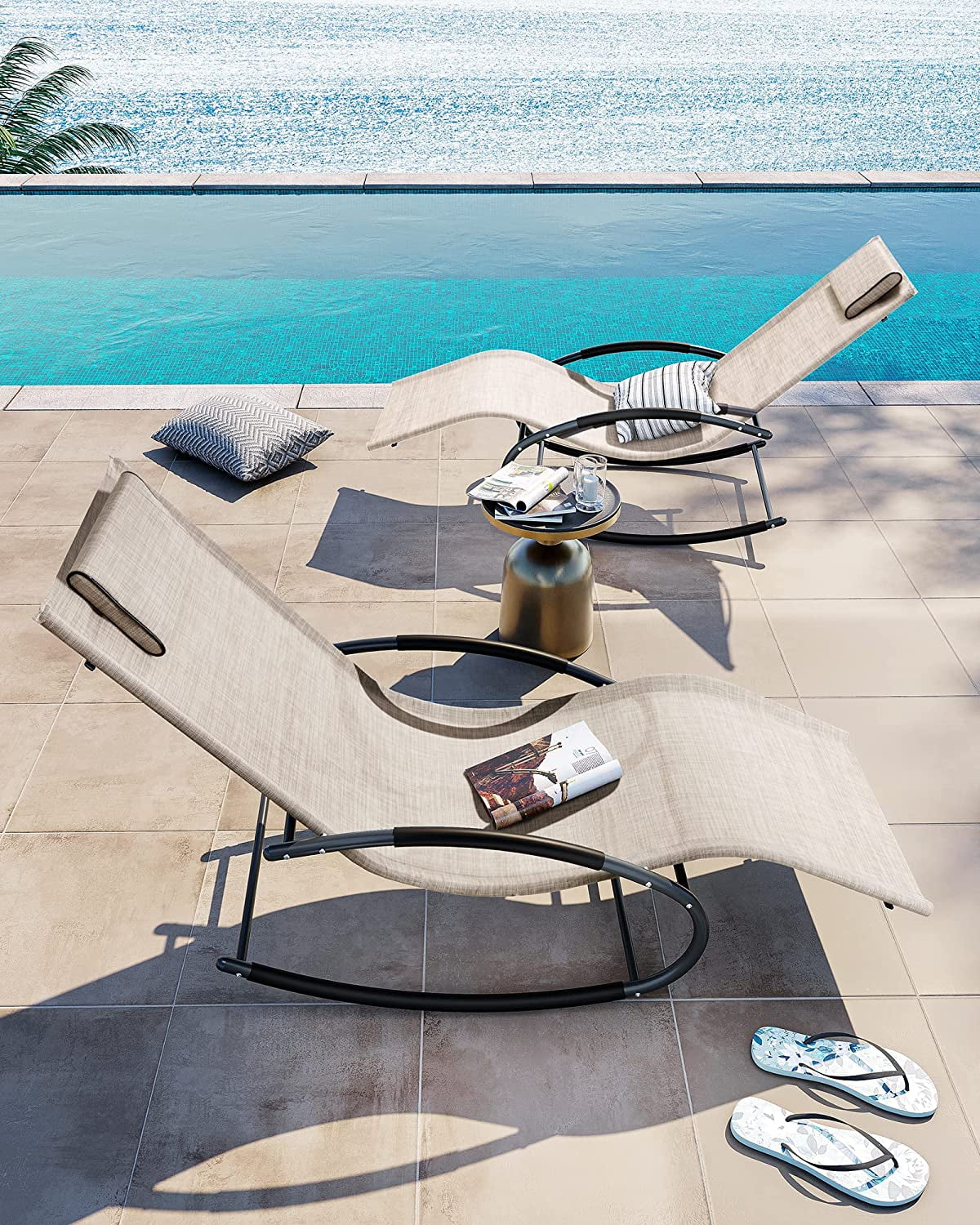 Crestlive Products Patio Rocking Chair Curved Rocker Chaise Lounge ...